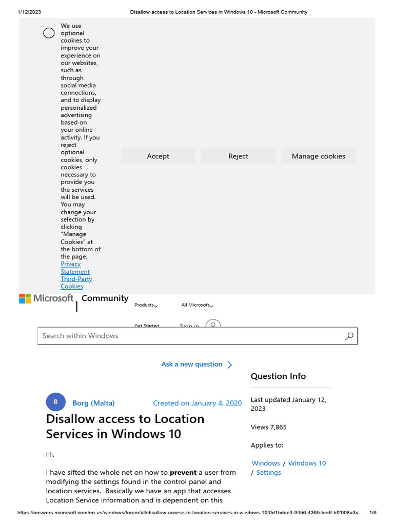 Disallow access to Location Services in Windows 10 - Microsoft Community | PDF | Windows 10 ...