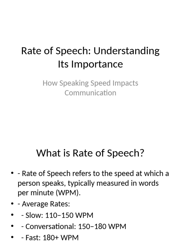 Rate of Speech Presentation | PDF