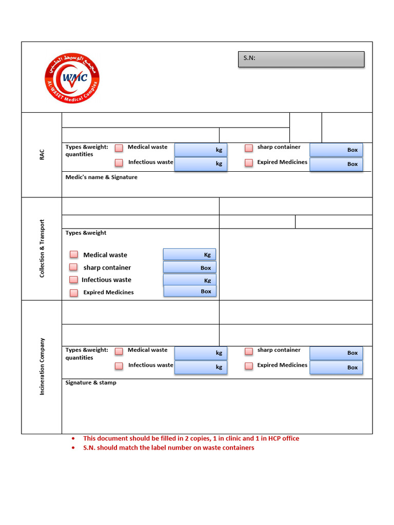 Medical Waste Manifest Form Template | PDF