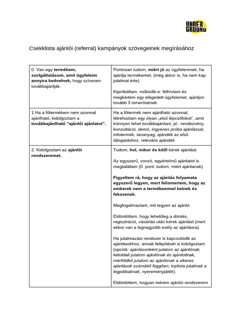 FOLYTASD EZZEL _ Csekklista ajánlói kampányok szövegeinek megírásához | PDF