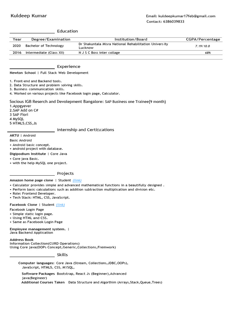Kuldeep Resume1 | PDF
