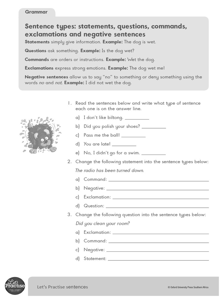 Grade 6 English HL Lets Practise Sentences | PDF | Sentence (Linguistics) | Clause