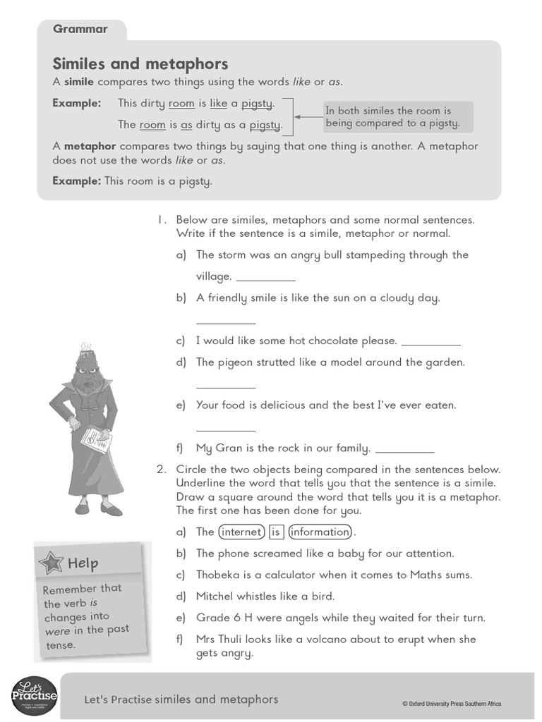 Grade 6 English HL LetscPractise Similes Metaphors and Personification ...