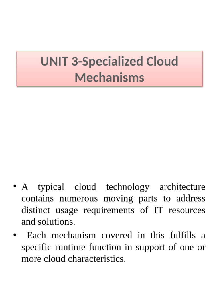 CC Unit 3 Specialized Cloud Mechanism | PDF | Computer Cluster | Load ...