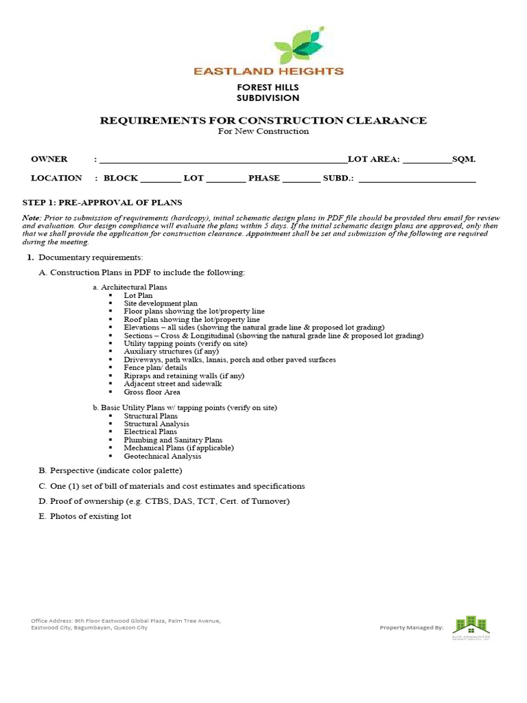 FH - Pre-construction - Requirements for Construction Clearance Step 1 ...