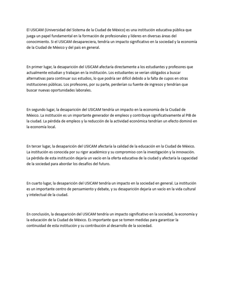 Impacto de la desaparición del USICAM | PDF