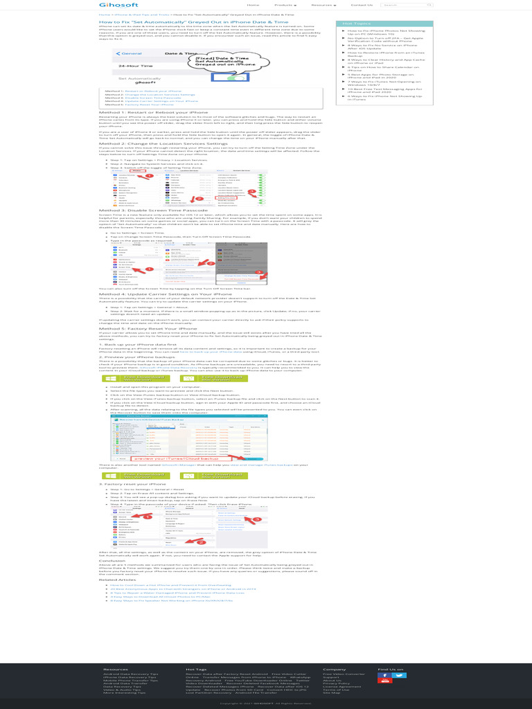 (Fixed) Date & Time Set Automatically Greyed Out On Iphone | PDF | Ios ...
