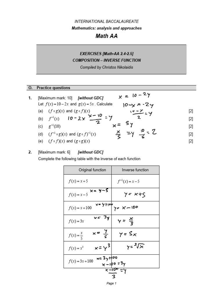 [Math-AA 2.4-2.5] COMPOSITION - INVERSE FUNCTION_eco | PDF | Function ...