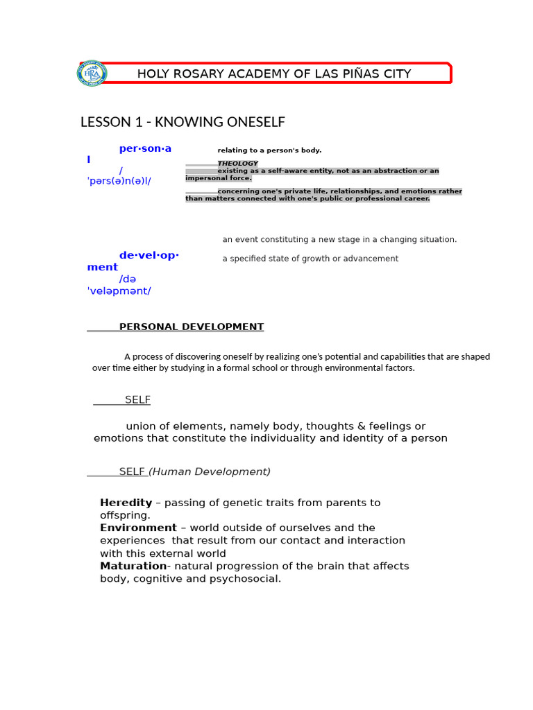 LESSON-1-KNOWING-ONESELF | PDF | Attitude (Psychology) | Emotions