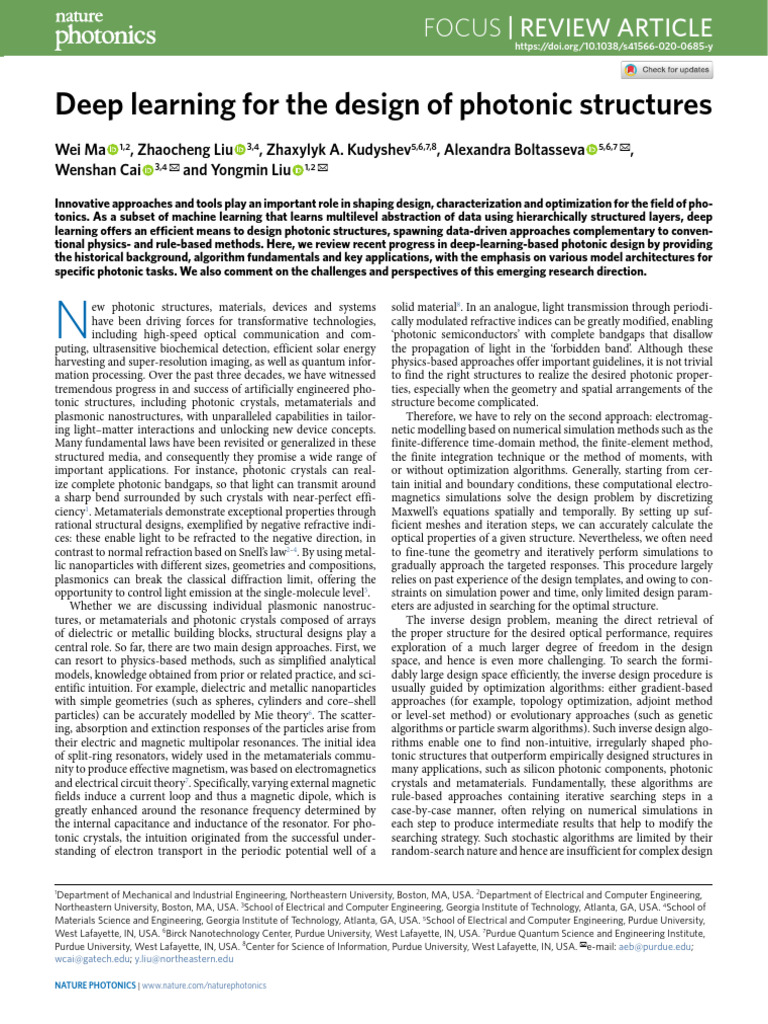 Deep Learning For The Design of Photonic Structures | PDF | Deep Learning | Metamaterial