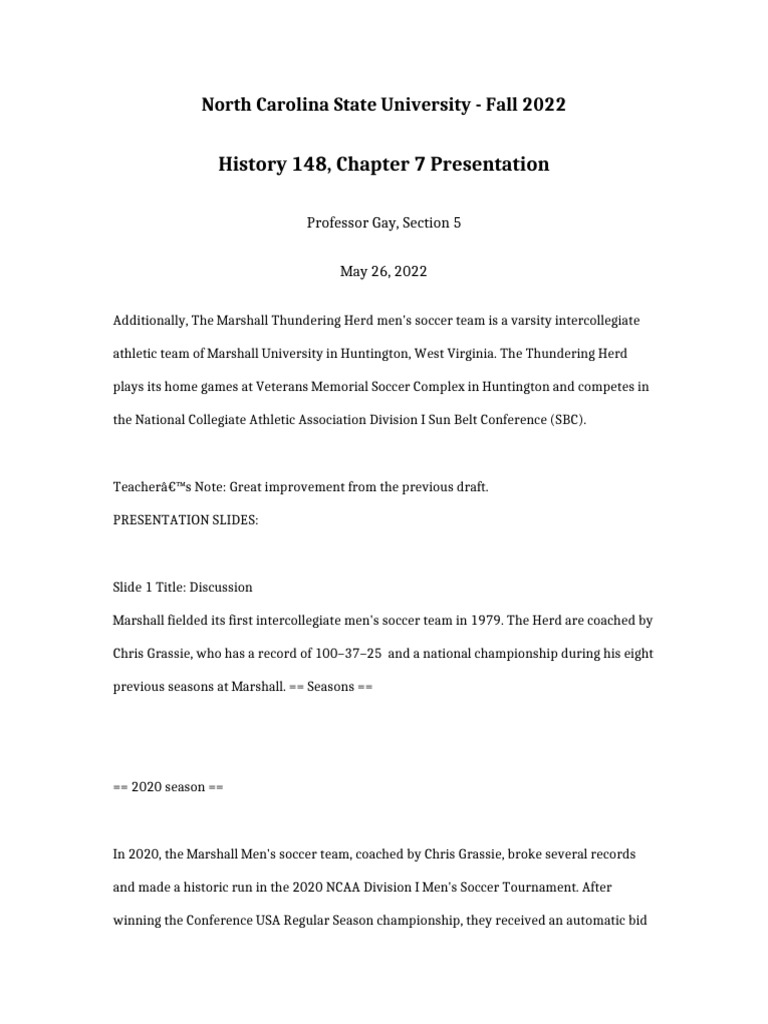 History 148 Chapter 7 Presentation | PDF | Ncaa Division I | Sports