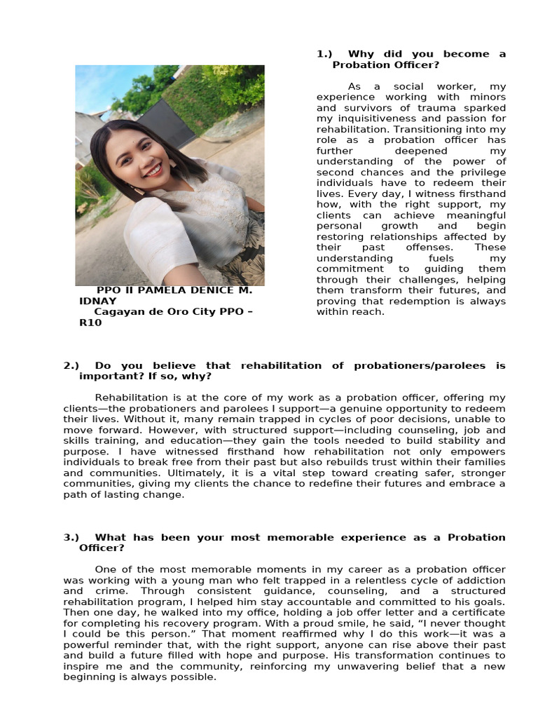 PPO II IDNAY Answers To Guided Questions For CO | PDF | Probation