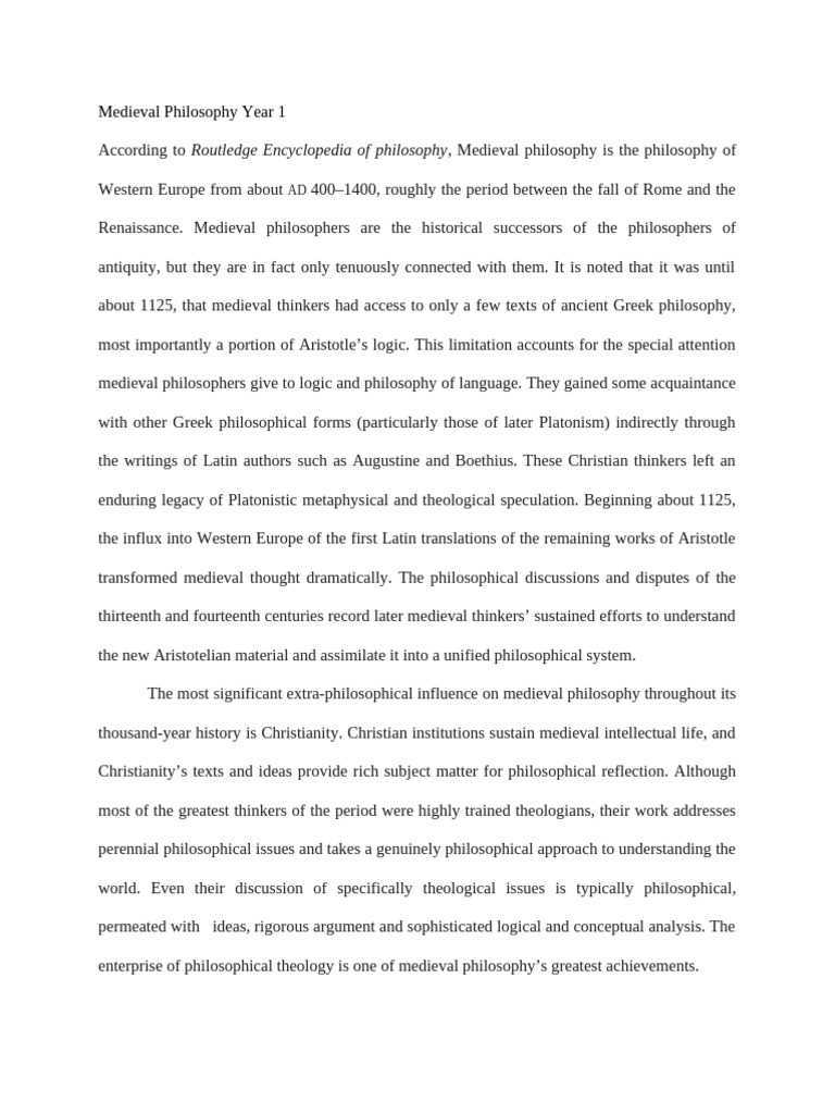 Overview of Medieval Philosophy | PDF | Medieval Philosophy | Aristotle