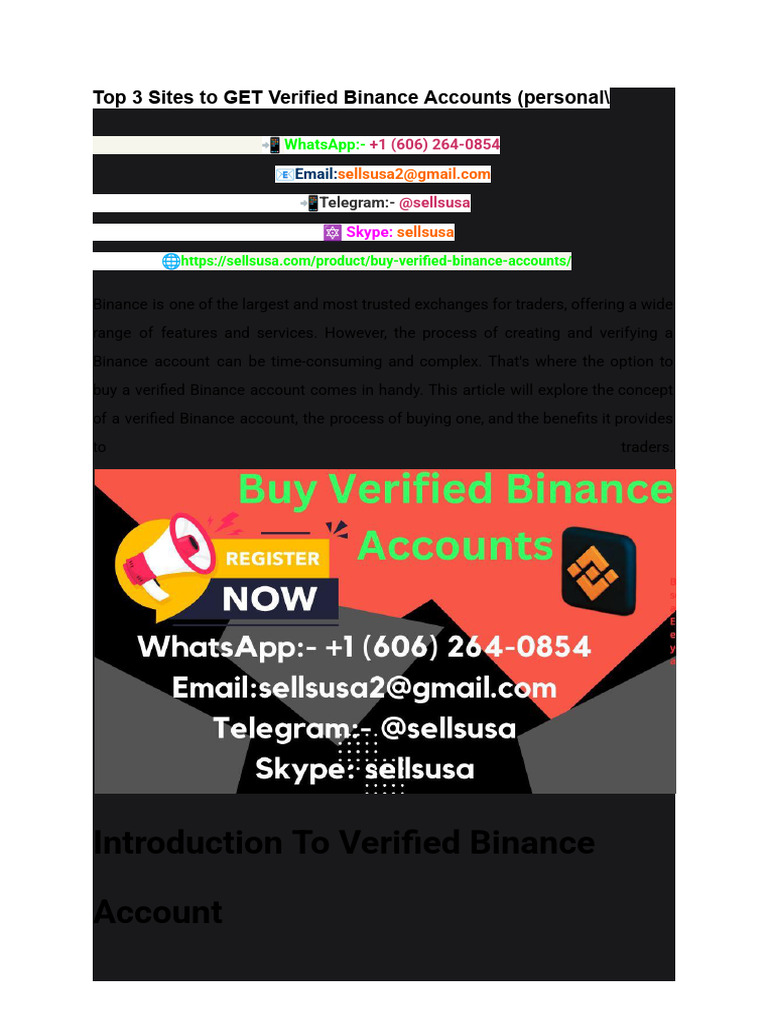 Buy Verified Binance Accounts Safely | PDF | Cryptocurrency | Identity ...
