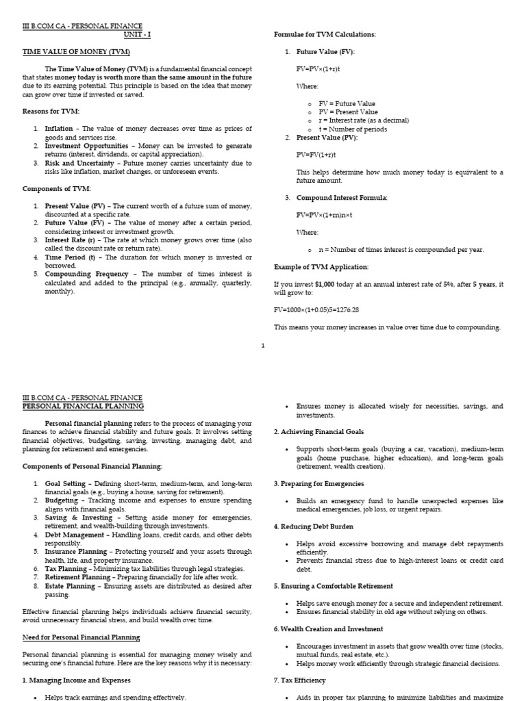 PF unit 1 | PDF | Cost Of Living | Time Value Of Money