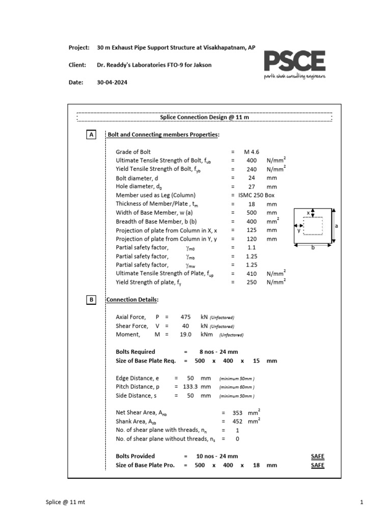 Splice Connection Design at 11m | PDF | Screw | Mechanical Engineering