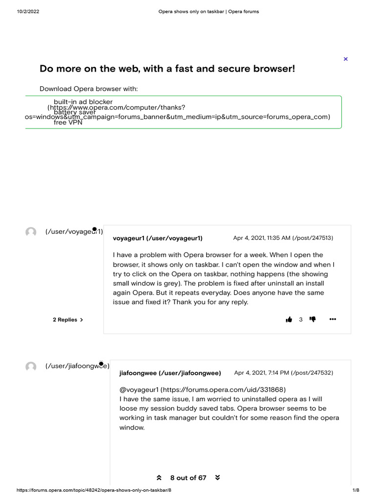 Opera Taskbar Issue Fixes | PDF | Software | Computer Architecture