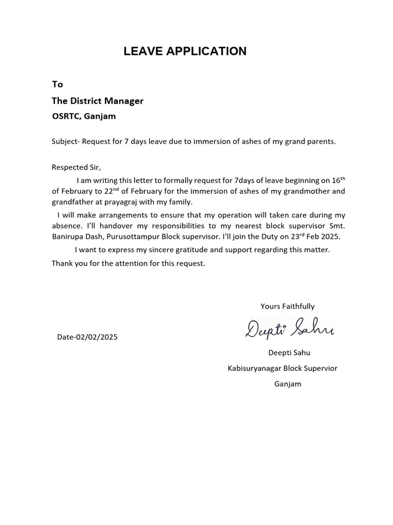 Leave Application 2 | PDF