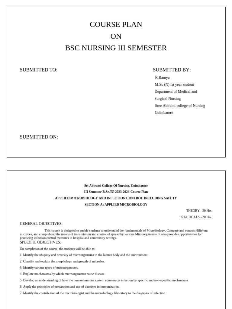 COURSE PLAN | PDF | Pharmacology | Respiratory Diseases