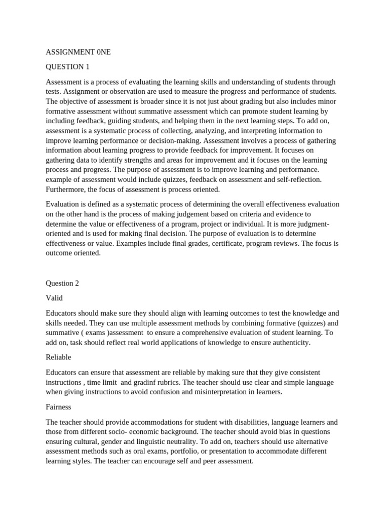 Assignment 1 (AutoRecovered) | PDF | Educational Assessment | Evaluation