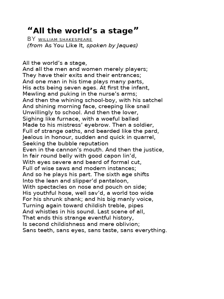 All the world is stage | PDF