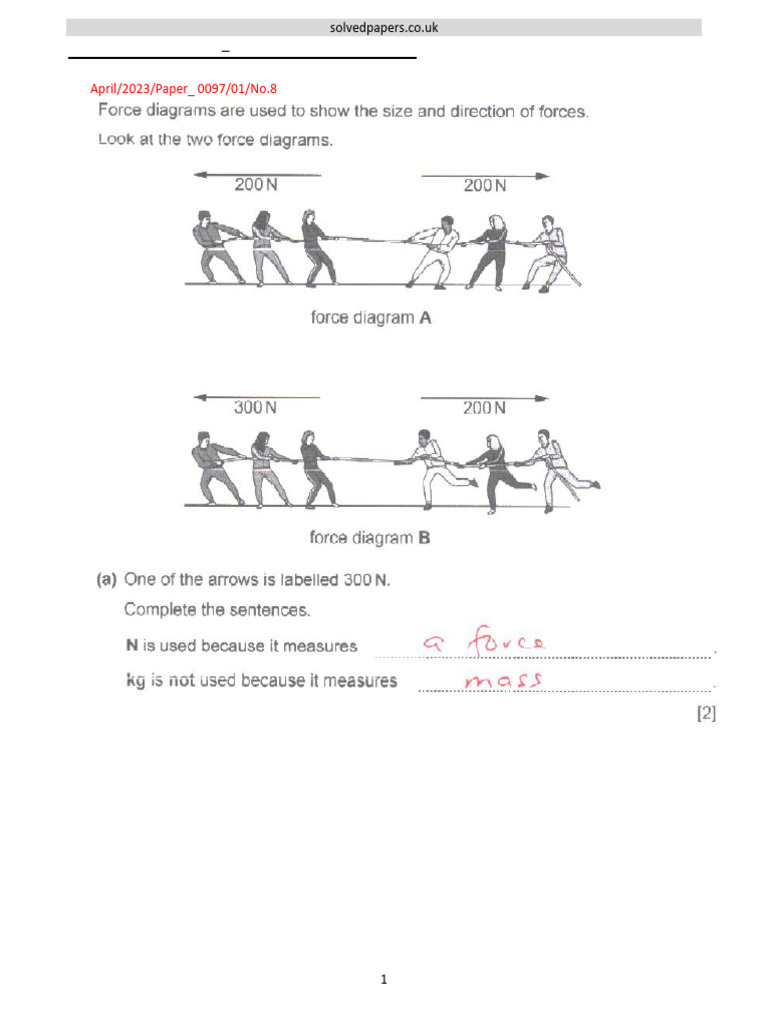 2023 Forces and Their Effects Checkpoint - Primary Physics - Solved | PDF