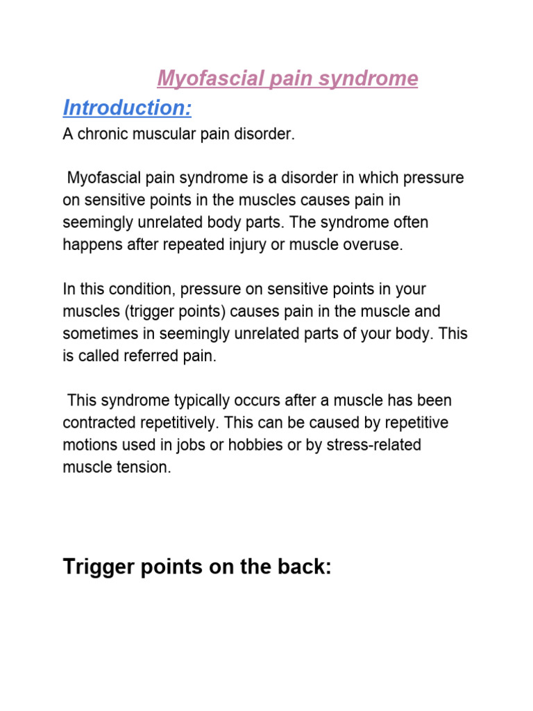 Myofascial Pain Syndrome | PDF | Myofascial Trigger Point | Fibromyalgia