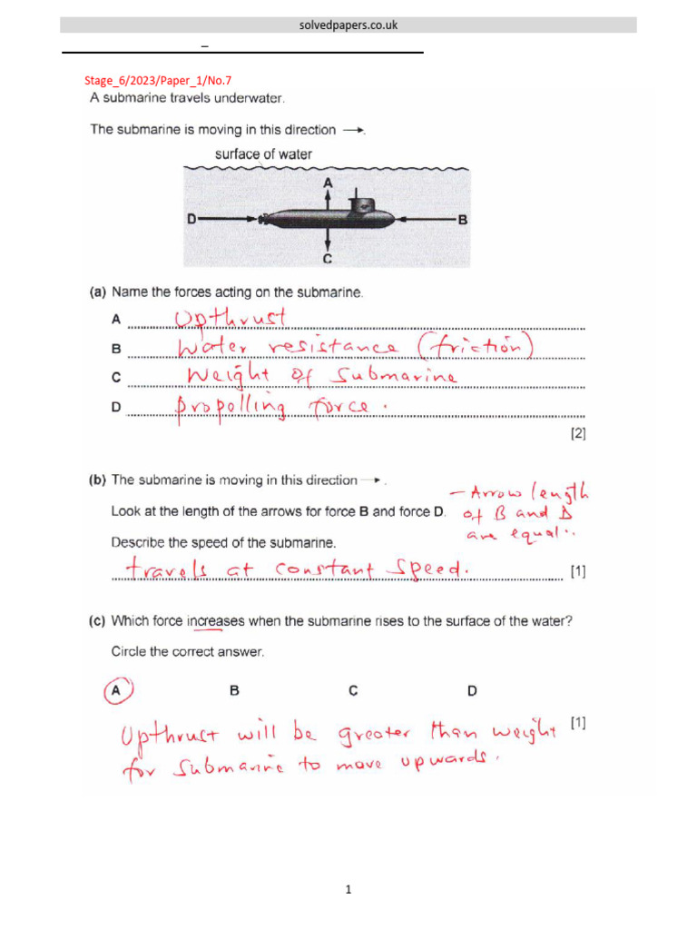 2023 22 Forces and Their Effects Checkpoint Primary Physics Progression ...