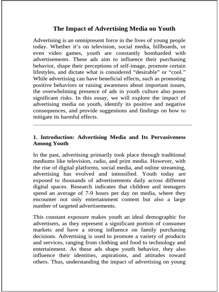 The Impact of Advertising Media On Youth | PDF | Advertising | Body Image