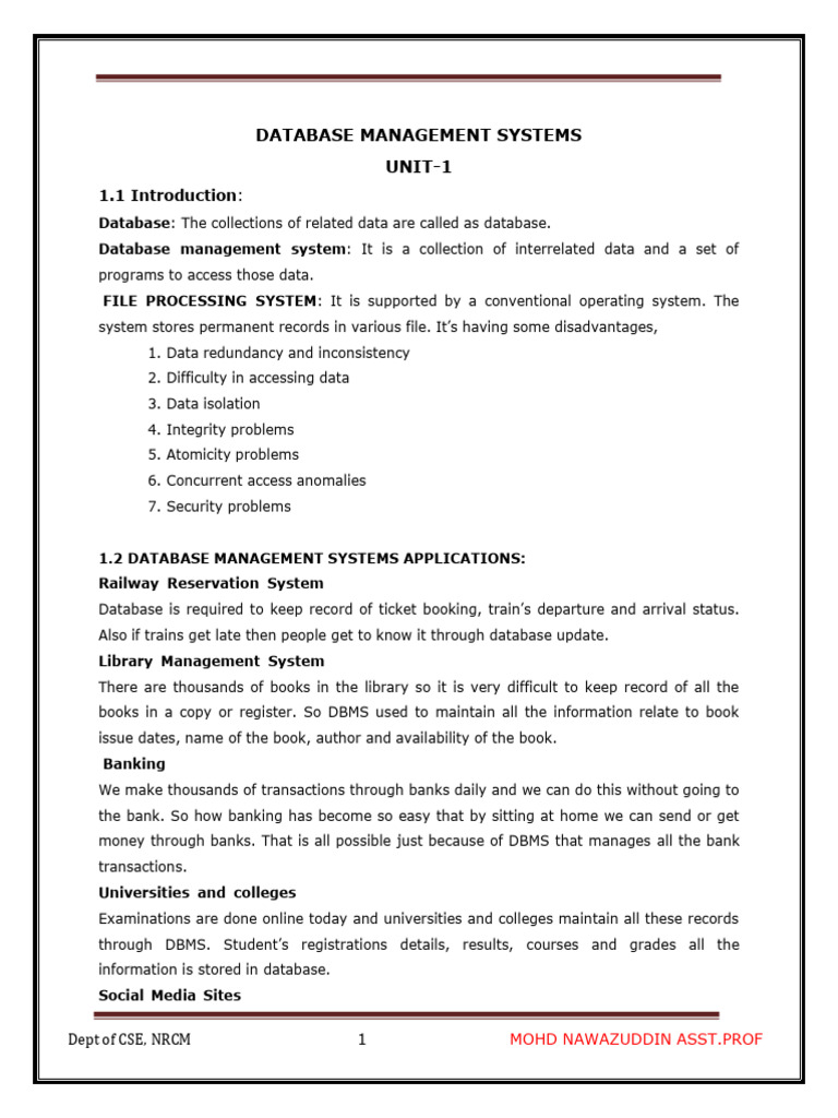DBMS Course Content | PDF | Relational Database | Databases
