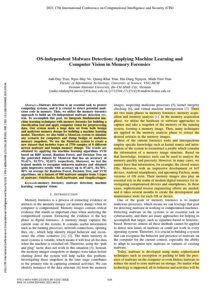 OS-Independent Malware Detection Applying Machine Learning and Computer Vision in Memory ...