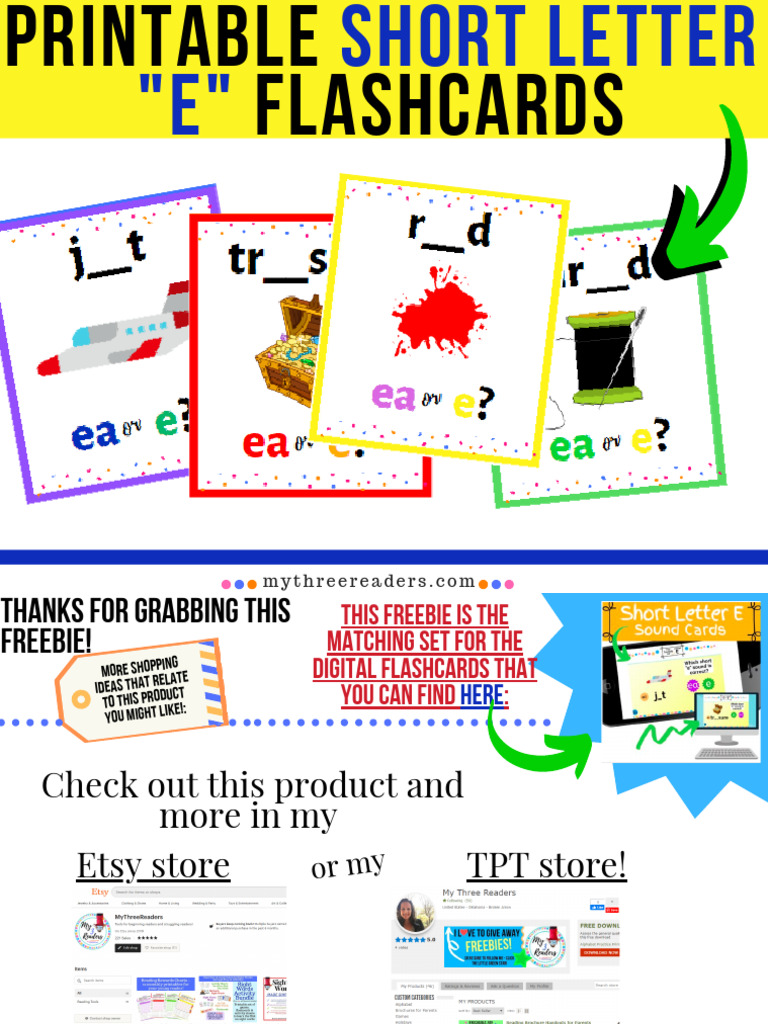 Printable Short Letter E Flashcards | PDF