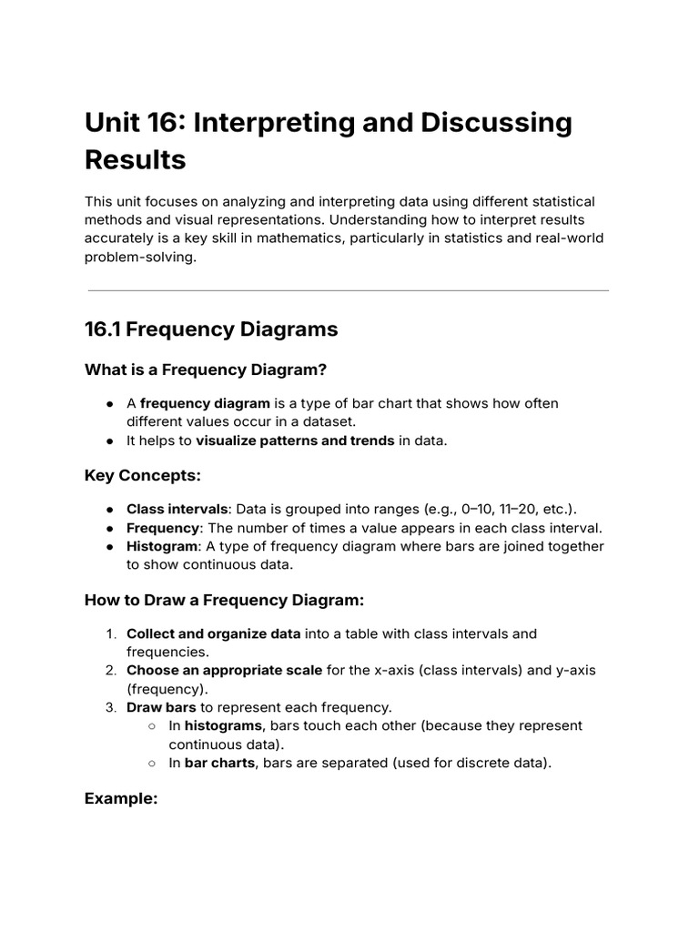 Unit 16_ Interpreting and Discussing Results | PDF | Pie Chart | Histogram