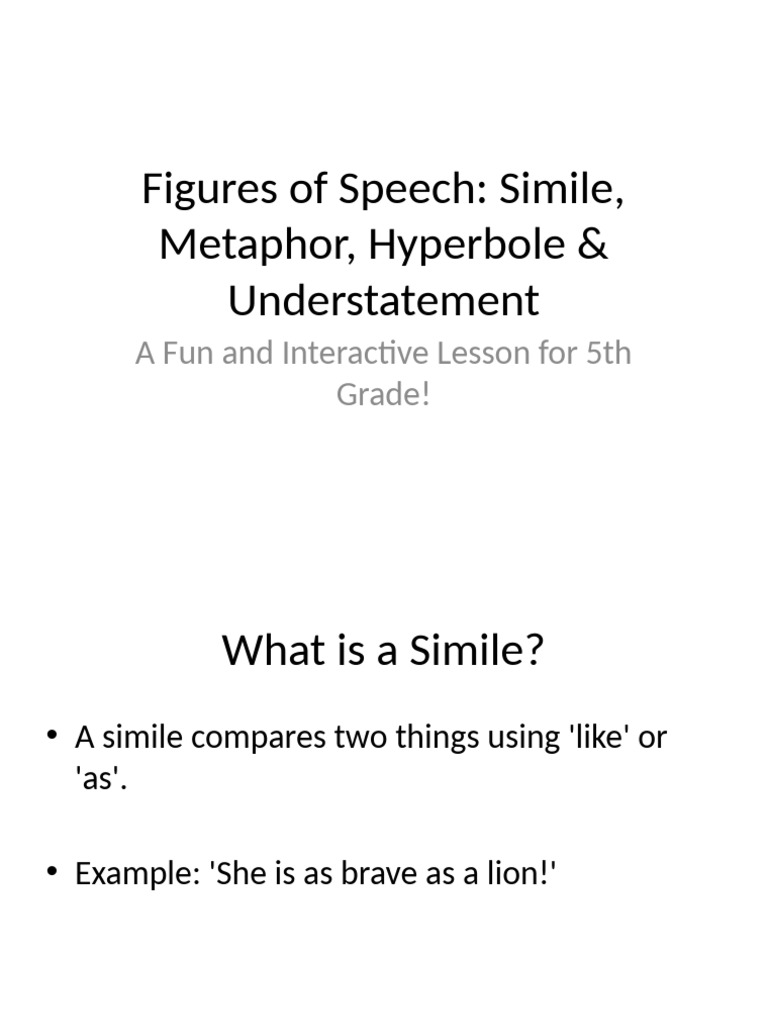 Fun 5th Grade Figures of Speech Lesson | PDF