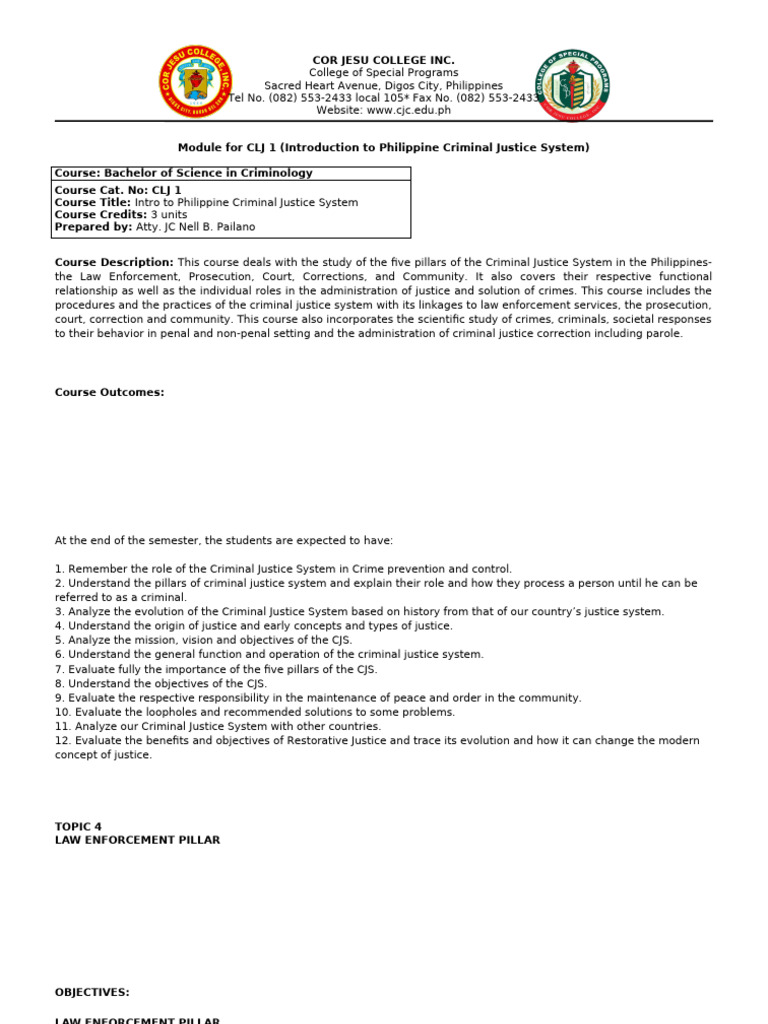 Intro to Philippine Criminal Justice System | PDF | Search Warrant ...
