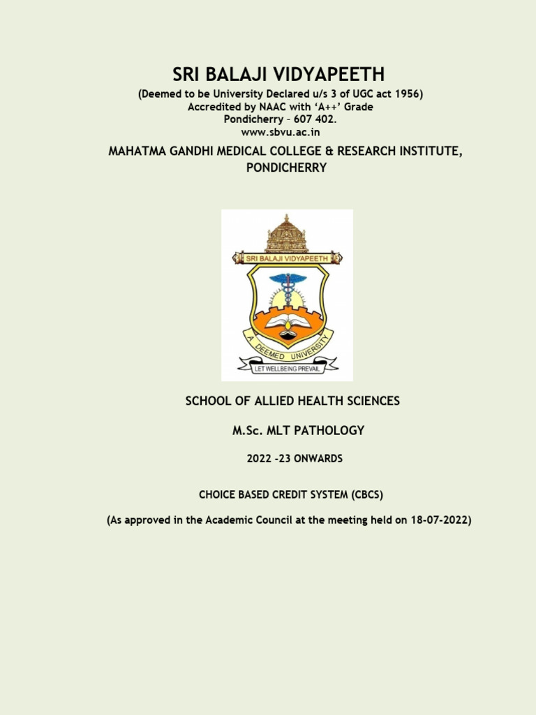 m.sc Mlt Pathology Syllabus (1) | PDF | Pathology | Medicine