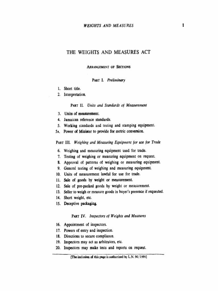 Weights and Measures Act (1) | PDF