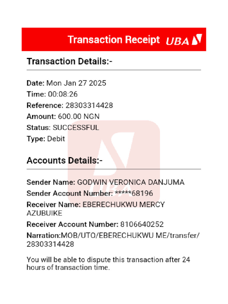 Transaction-Receiptmon Jan 27 2025GODWIN VERONICA DANJUMA-1 | PDF