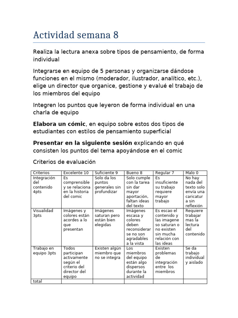 Actividad Semana 8 | PDF | Pensamiento | Aprendizaje