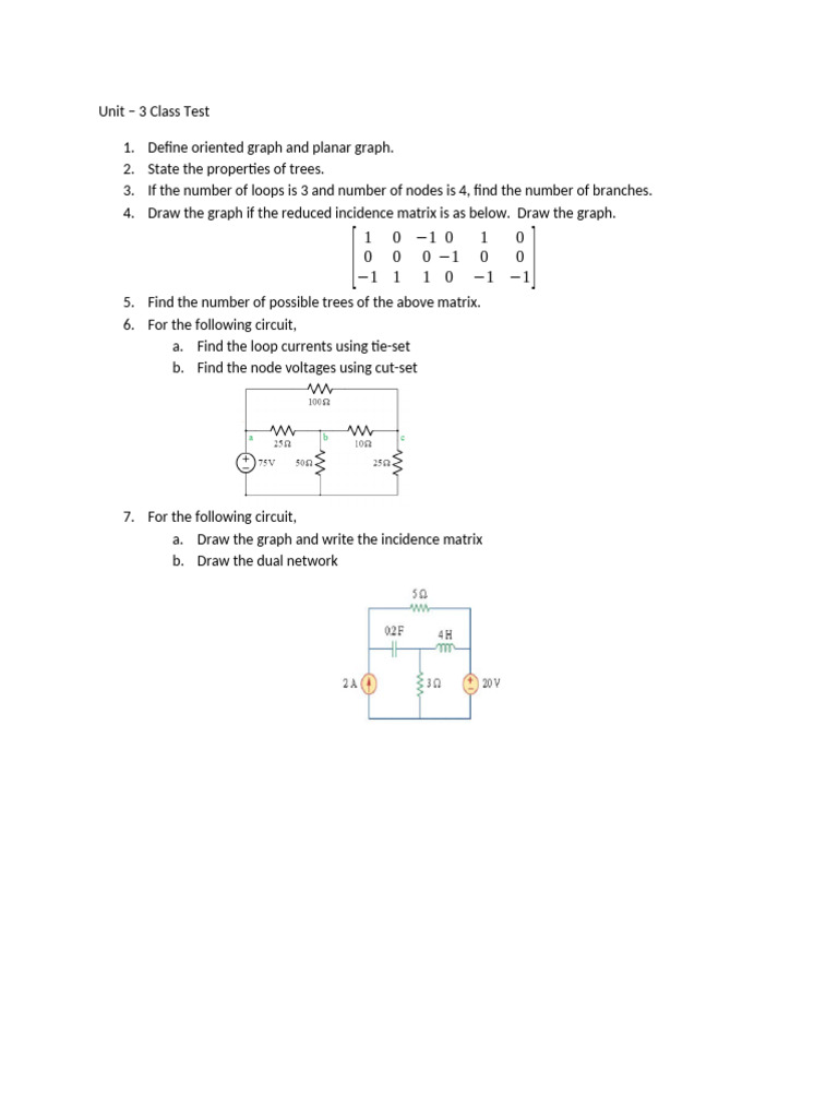 Unit - 1 Class Test | PDF