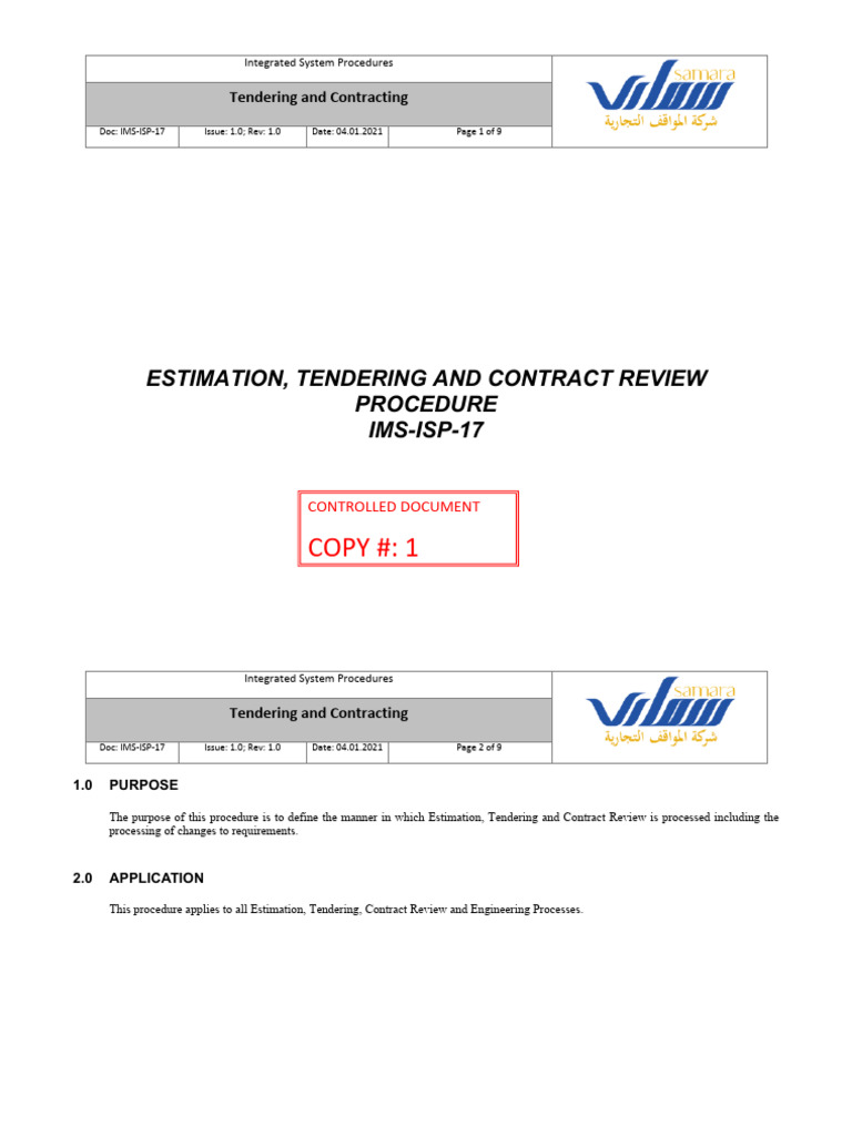 IMS.ISP.17 -Tendering and Contracting | PDF | Business