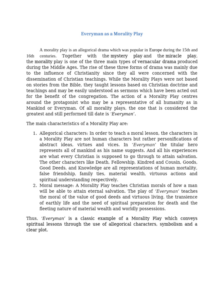Everyman As A Morality Play | PDF