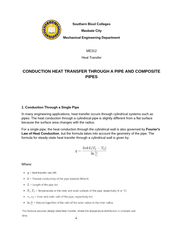Heat Transfer in Pipes and Composites | PDF