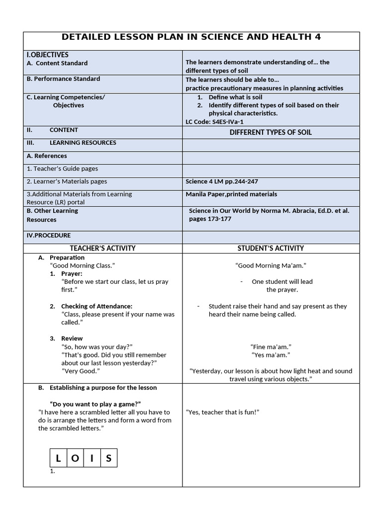 Lesson Plan on Soil Types for Grade 4 | PDF | Loam | Soil