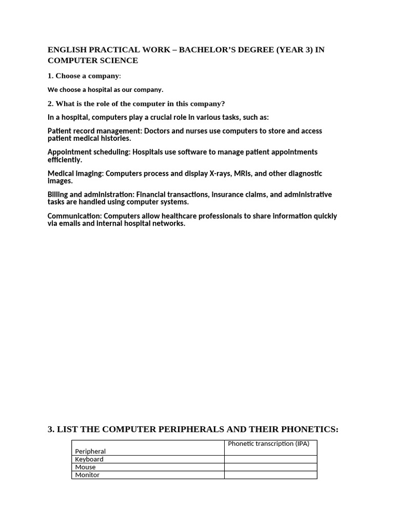 English Practical Work | PDF