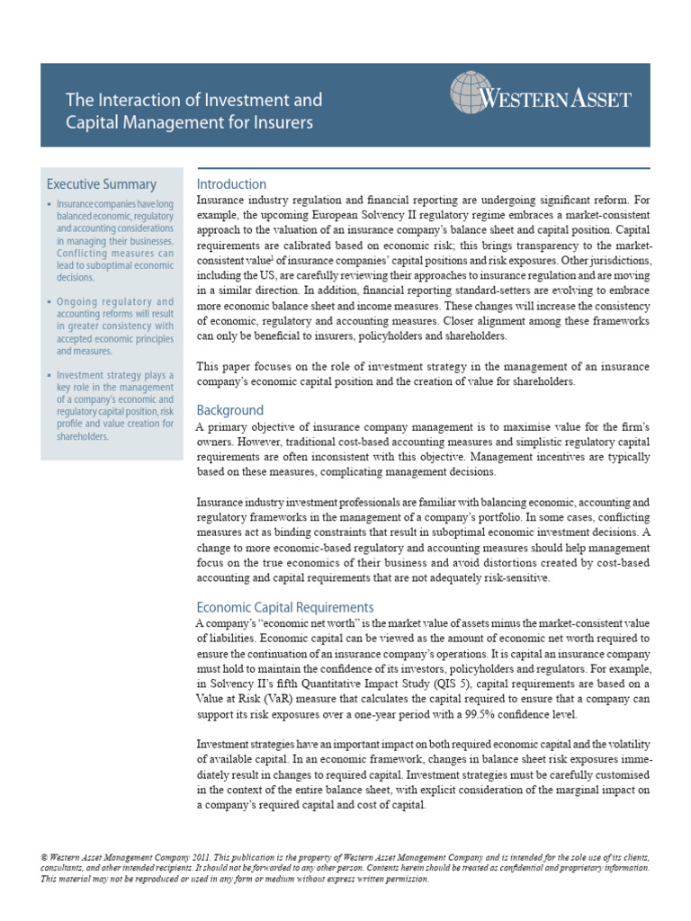 The Interaction of Investment Capital Management Insurers 2011 02 | PDF ...