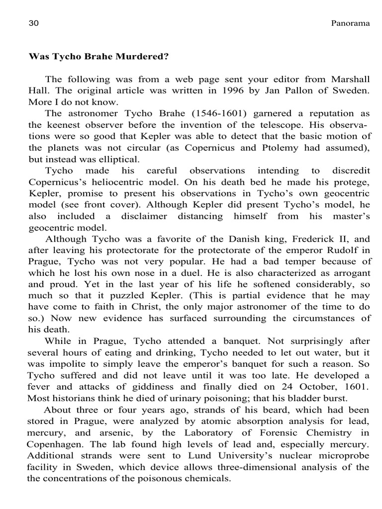 Tycho Murdered | PDF | Tycho Brahe | Johannes Kepler