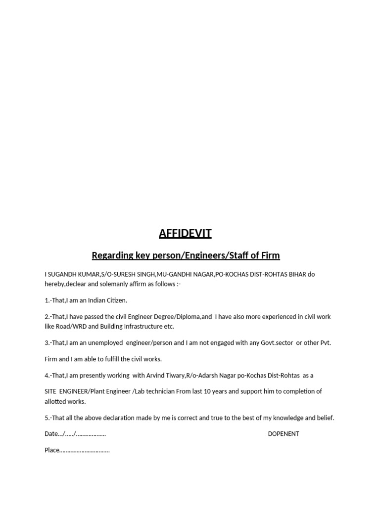 Engineer Affidevit Frim Engineer | PDF