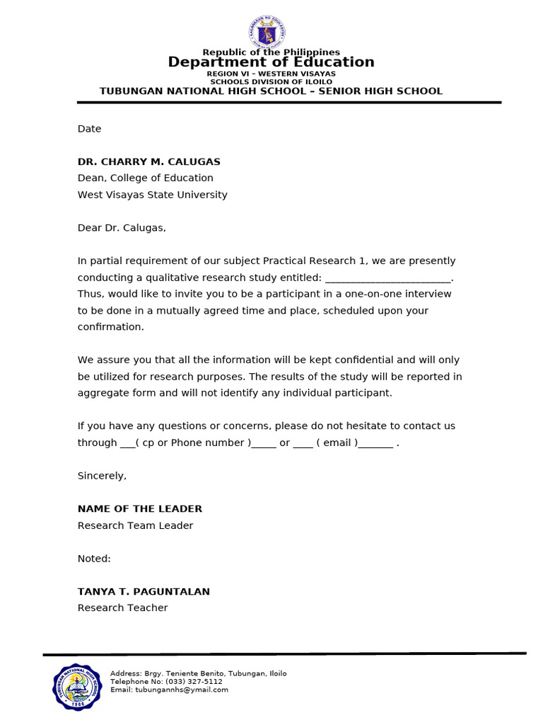 Letter To Conduct Research | PDF