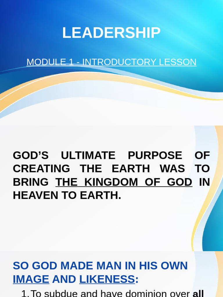 Leadership - Module 1 - Introductory Lesson | PDF | Salvation | Paradise